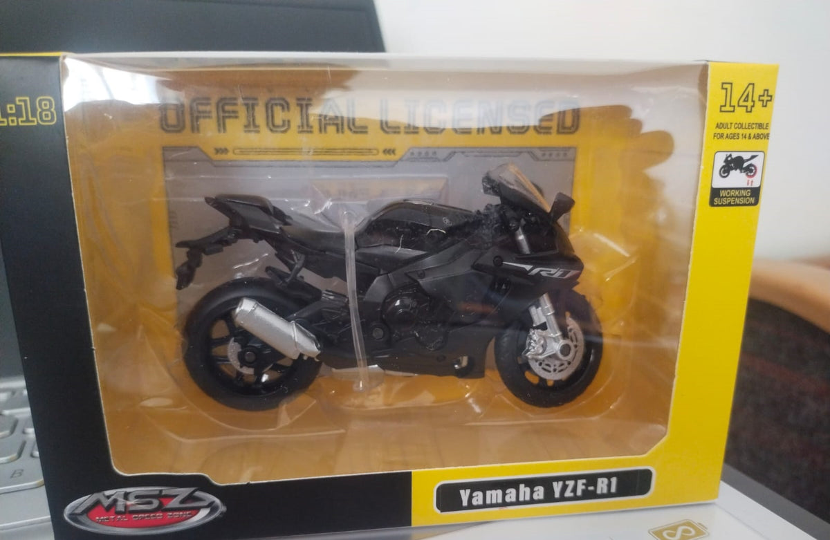 Yamaha YZF R1 bike Diecast model Black 1/18 scale miniature Bike model ...