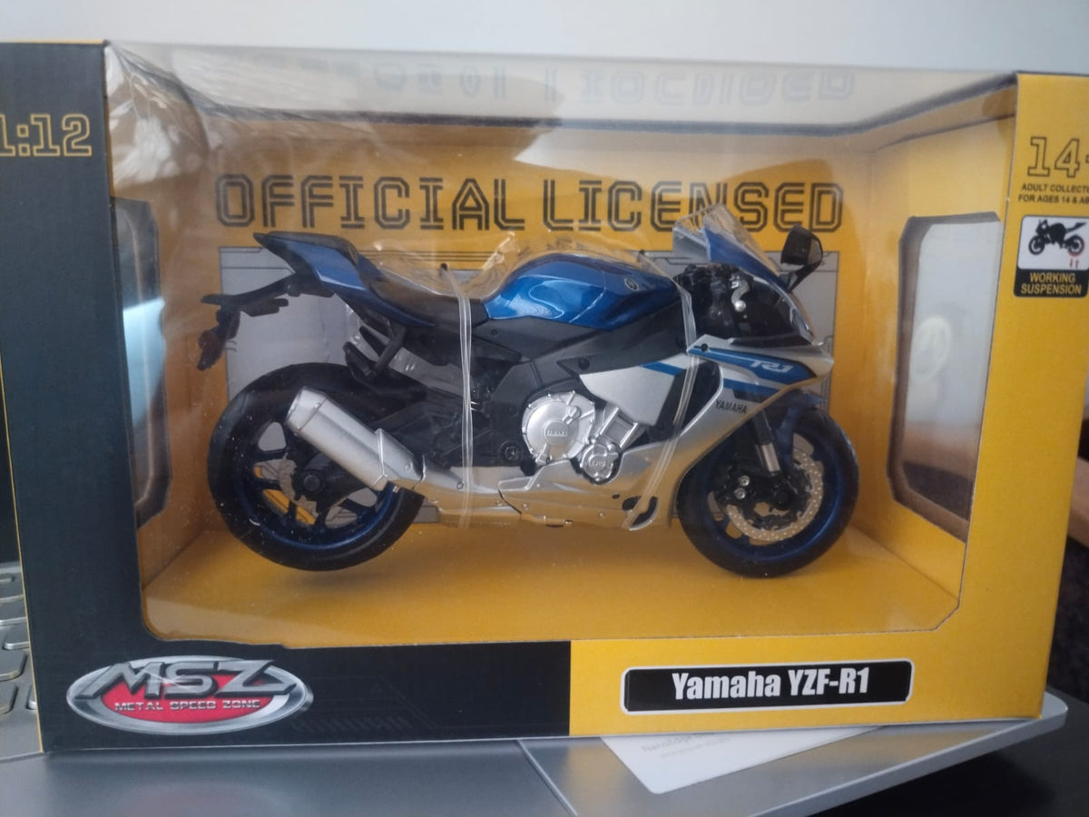 Yamaha YZF R1 bike Diecast model Blue 1/12 scale miniature Bike model ...